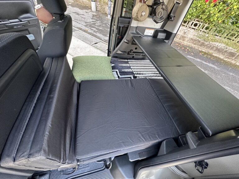 超簡単！一枚板のDIYで車中泊、スズキ スペーシアベース（MK33V）フルフラット化&テーブル2WAY利用 | ジッジ沖縄